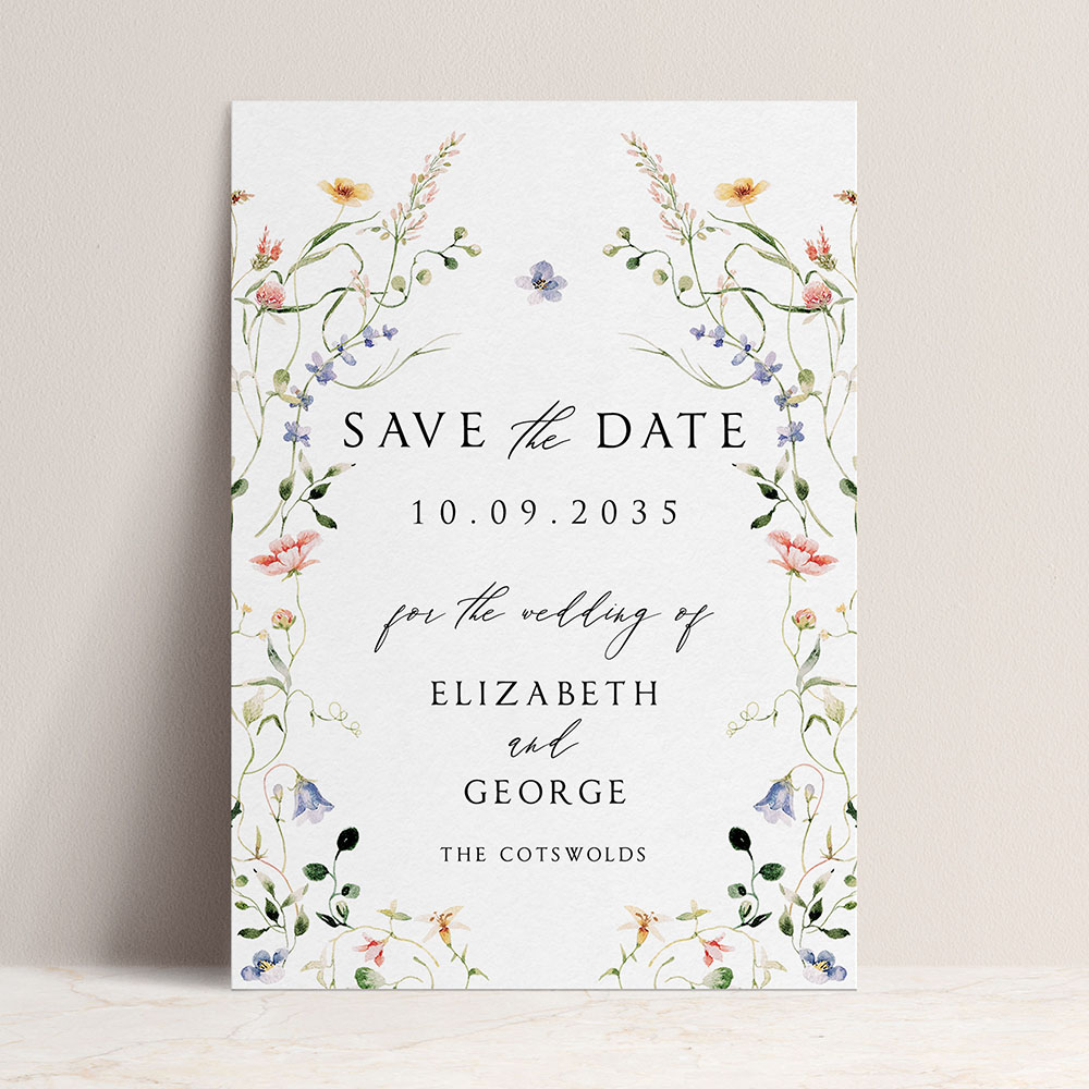 Save the Date Card Vintage Botanical | Wild Flowers